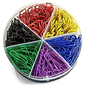 Officemate PVC Free Color Coated Paper Clips, 450 Per Tub Office Paper Clamp (97229)