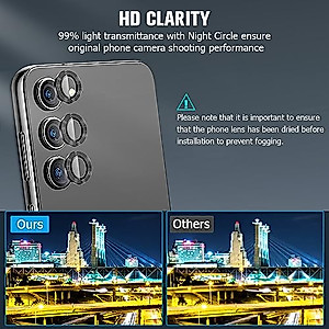 OuYteu [3+2Pcs]*2 Pack For Samsung Galaxy S23/S23 Plus Camera Lens Protector, 9H Tempered Glass Camera Cover Screen Protector Metal Separate Ring For S23/S23 Plus 5G 2023 [Mounting Tray]