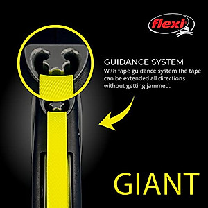 FLEXI New Classic Neon Retractable Dog Leash (Tape), Ergonomic, Durable And Tangle Free Pet Walking Leash For Dogs Up To 110 lbs, 26 ft, Large, Black