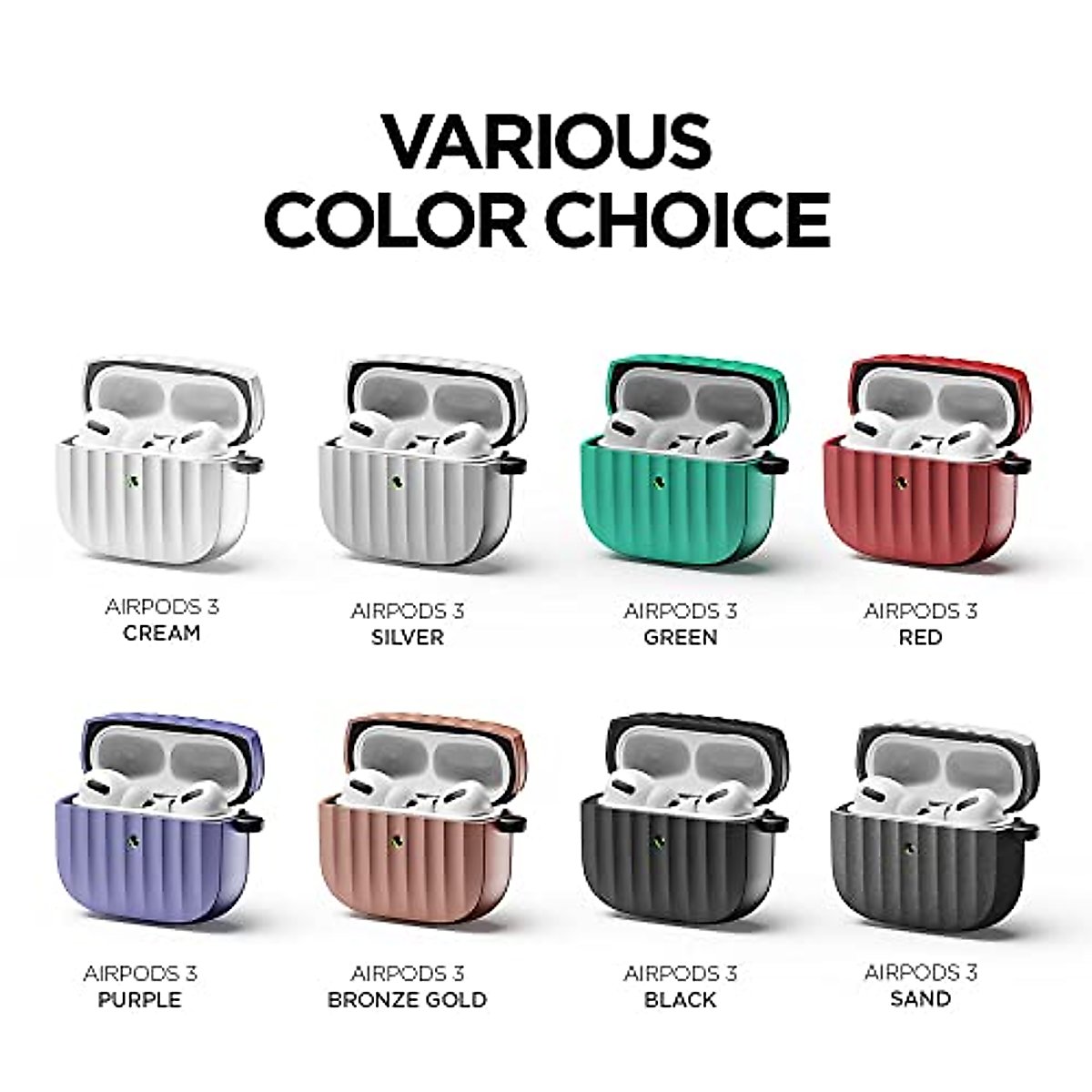 K-Max Soft Hard Case Compatible with AirPods 3rd Generation Case(2021), [Case Cover+Keychain+Silicone Strap] Wireless Charging, Double Layers Protection for AirPods 3(Sand)…