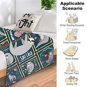 Sloth Blanket Lightweight Flannel Fleece Cartoon Cute Animal Throw Blankets Soft Cozy Plush Microfiber All-Season Blanket for Bed/Couch/Sofa-50 x40 in