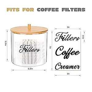 Coffee Pod Holder with Bamboo Lid, Clear K Cup Holder Kcup Vertuo Organizer 80-Ounce, Coffee Filter Holder, Keurig Pods Holder for Counter,Coffee Creamer Container Compatible with Nespresso Capsule