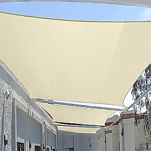 TANG Sun Shades Depot Sun Shade Sail 18' x 18' Beige Canopy Square Shade Sail U*V Block for Patio Garden School Park Outdoor Facility and Activities