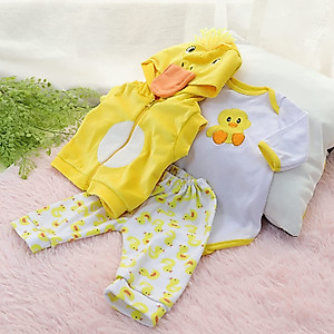 MAIHAO Reborn Baby Doll Clothes for 17-22 Inch Newborn Baby Doll Boy, 17-22 inch Yellow Duck 5pcs Set Baby Doll Clothes Outfit Accessories fit 17-22 Inch Baby Doll Girl