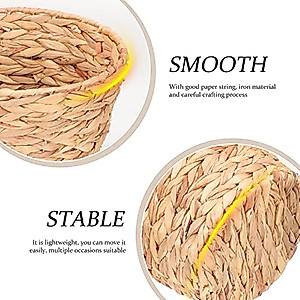 VOSAREA Water Hyacinth Wicker Trash Can Natural Woven Waste Basket Round Wastebasket Garbage Bin for Home Sundries Laundry