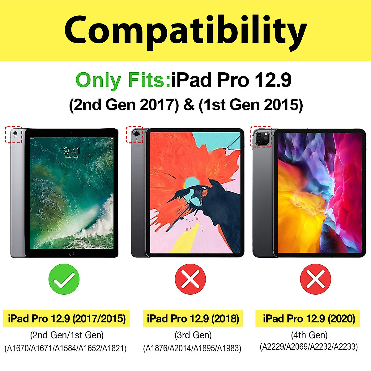 ProCase Keyboard Case for iPad Pro 12.9" 2017/2015 Old Model with Built-in Apple Pencil Holder, Slim Lightweight Cover Folio Stand Smart Cover with Keyboard for Apple iPad Pro 12.9 inch –Black