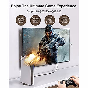 SKW 8K HDMI 2.1 Cable 15ft, 48Gbps Ultra High Speed HDMI Braided Cord, Supports 8K@60Hz, 4K@120Hz 144Hz, DTS:X, HDCP 2.2 & 2.3, eARC, HDR 10, Compatible with TV Xbox PS4 PS5 Monitor Blu-Ray