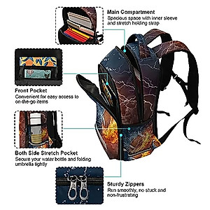 Sletend Durable Kids Backpack Boys Girls Elementary School Bags American Football School Book Bags for Teens Kindergarten Sturdy Lightweight Travel Gifts, Personalized Prints Student School Bag