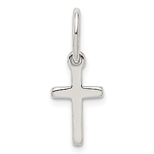 Solid 925 Sterling Silver Small Cross Charm Pendant - 18mm x 10mm