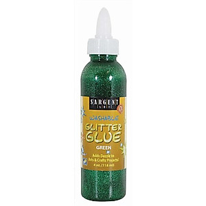 Sargent Art 4-Ounce Glitter Glue, Green, Non-Toxic, Easy Bonding, Washable