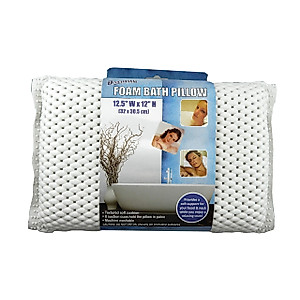 Luxurious Memory Foam Spa Bath Pillow for Tub Neck and Back Support - 8 Suction Cups, Non-Slip Design, Soft Cushion for Relaxing Soaks, by Dependable Industries