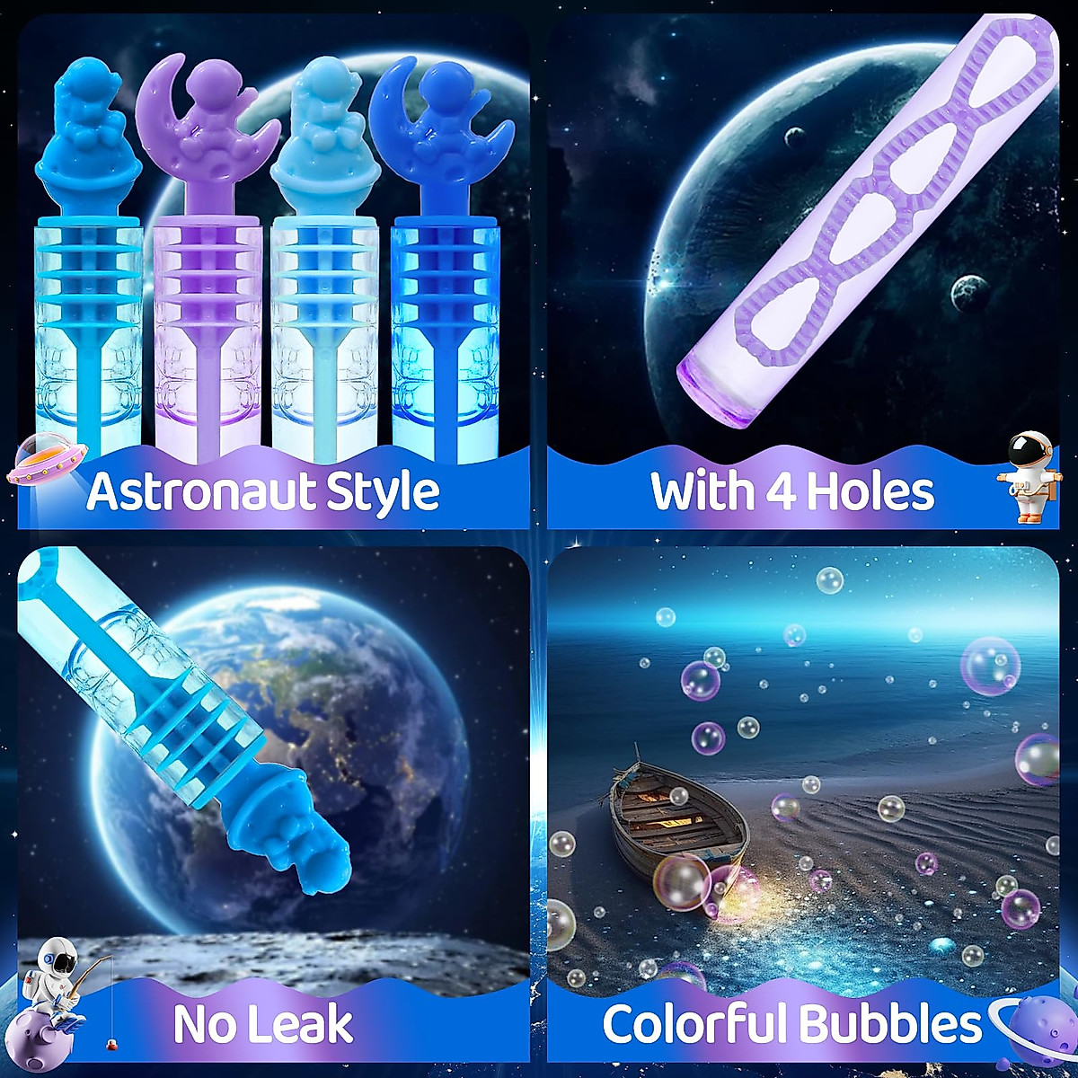 Winrayk 48Pcs Astronaut Mini Bubble Wand Bubbles Party Favors for Kids Bubbles Bulk Birthday Gift Valentine Christmas Wedding Goodie Bag Stuffer Classroom Prize Outdoor Toy Space Party Favors Supplies