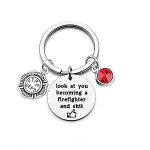 Gzrlyf Firefighter Gifts Look at You Becoming a Firefighter Keychain Fireman Gifts (Keychain)