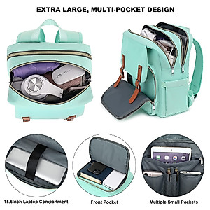 Fuyicat Laptop Backpack for Women Men Travel Business Work, Girls Boys School Backpack College Bookbag Fit 15.6 Inch Notebook (Mint Green)