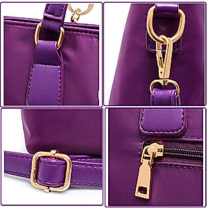 YAQUNICER Women PU Leather Handbags Tote Shoulder Bags Top Satchel Purses 6pcs Handbag Set Clutch Wallet-Purple