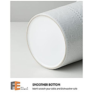 FUN ELEMENTS Kitchen Utensil Holder, 7.2" Super Large Utensil Crock Heavy and Stable Lace Emboss Ceramic Utensil Holder for Kitchen Counter (Bright White)