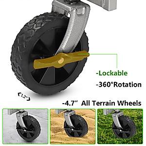 Collapsible Folding Wagon Wheels Lockable, Heavy Duty Utility Wagon Cart with All Terrain Wheels & Drink Holders for Camping, Garden, Sports, Picnic, Shopping, Black