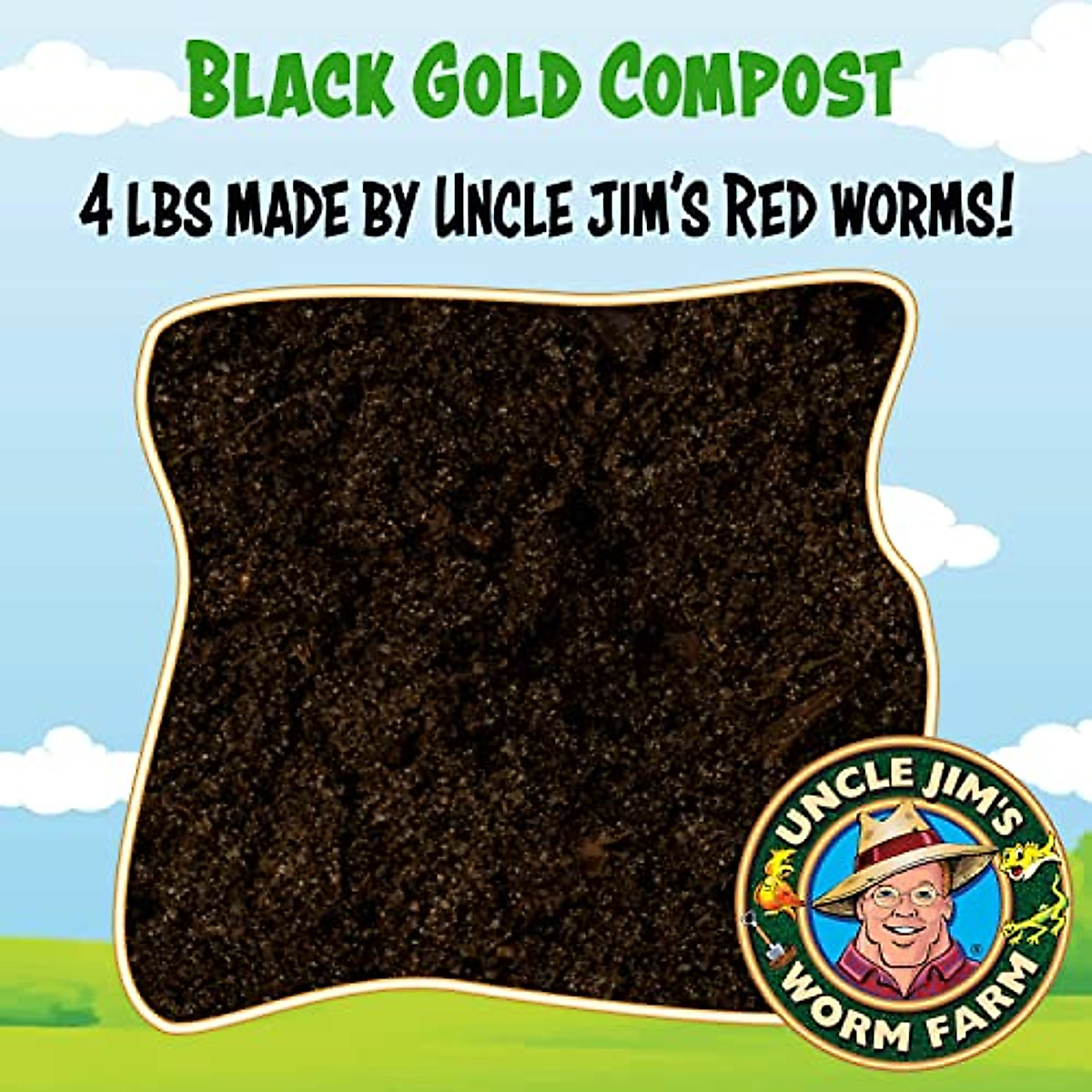 Uncle Jim's Worm Farm Black Gold Worm Castings Compost Fertilizer for Garden Soil | Red Wriggler Earthworm Casting Organic Fertilizer for Plants | Nutrient Rich Fertilizer Solutions | 4 lbs