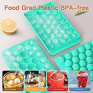 Ice Cube Tray,Waybesty Round Ice Trays for Freezer,Circle Ice Cube Molds Making 1.0 Inch Small Ice Balls,Sphere Ice Makers for Cocktail Whiskey Tea Coffee Wine or Storage Some Fish Meats (Light Blue)