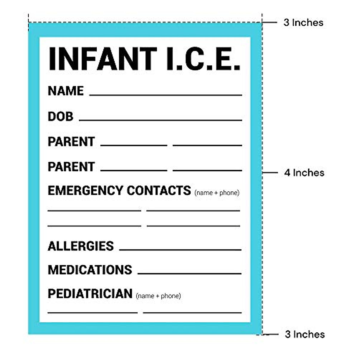 BlueApe ICE Infant Car Seats Medical Information Stickers - Emergency Stickers for Cars - Baby Monitor Car Accessories (Blue, 3 Pack)