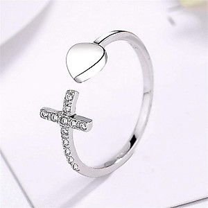 CANNER Cross Love Ring Sterling Silver, Gifts for Teen Girls, Adjustable Jewelry for Women