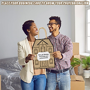 Colarr 50 Pcs Real Estate Agent Supplies House Shaped Gift Bag 5.25 x 3.25 x 8.25 Inch Real Estate Bag with Handles Kraft Real Estate Agent Gift Bags for Real Estate Favor Home Gift (Brown)