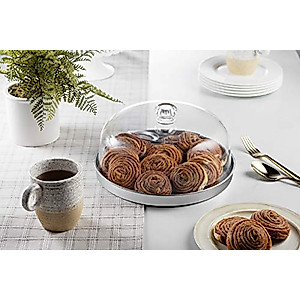 Godinger Cake Stand, Cake Plate Server with Dome, Galvanized Metal Serving Tray and Shaterproof Acrylic Lid