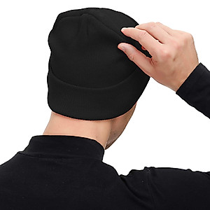 Zando Beanie for Men Women Cuffed Cap Soft Slouchy Beanie Winter Knit Hats Fisherman Beanie Skull Cap Unisex Daliy Beanie Cancer Headwear Black One Size