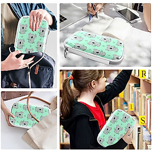 ZZKKO Cute Koala Green Leaves Pencil Bag Case Zipper Pencil Holder Organizer Stationary Pen Bag Cosmetic Makeup Bag Pouch Purse for School Office Supplies