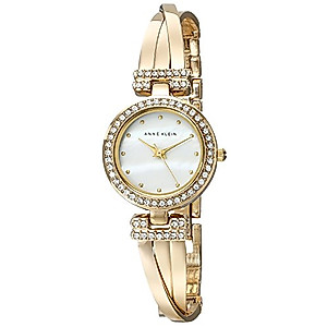 Anne Klein Women's AK/1868GBST Premium Crystal-Accented Gold-Tone Bangle Watch and Bracelet Set