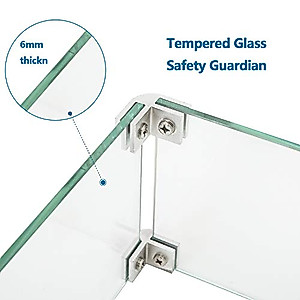 COSIEST Glass Wind Guard, Square, Tempered Glass for Outdoor Fire Pit, 17.3x17.3x5.5 inches
