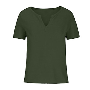 DASAYO Women Waffle V Neck Tops Tshirt Solid Color Work Casual Comfy T Shirts Fashion Going Out Spring Summer Blouse Tee