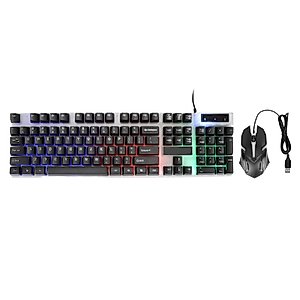 Hilitand Backlit Gaming Keyboard and Mouse Combo, USB Wired Computer Keyboard Mouse Game Set, 104 Keys, 7 Colors Breathing Light Keyboard Mouse for PC/Laptop(Black)