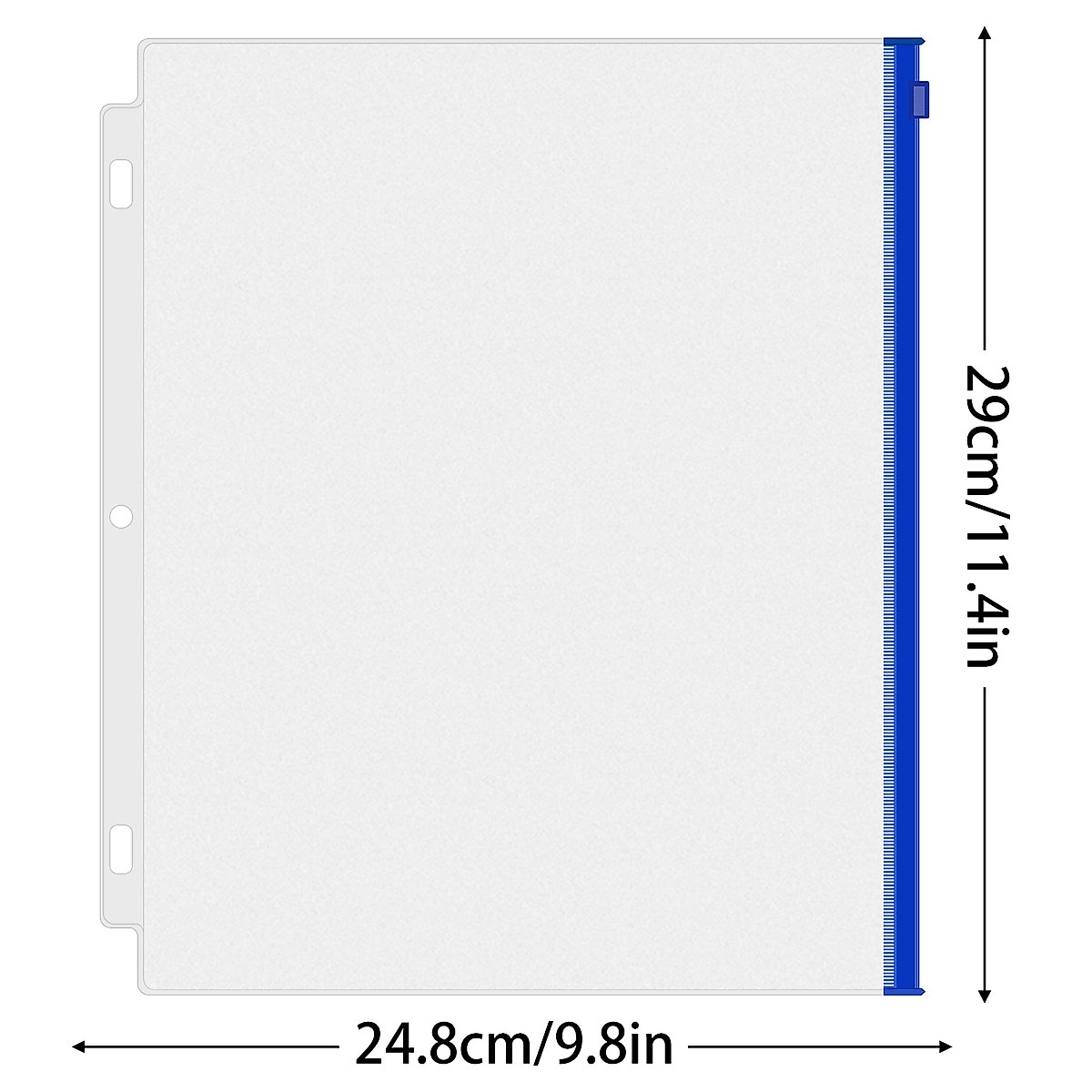 Antner 6 Pack Zippered Binder Pockets Letter Size 3 Holes Binder Pouches, Multicolor Zippers Folders Loose Leaf Document Filing Bags for 3 Ring Binders