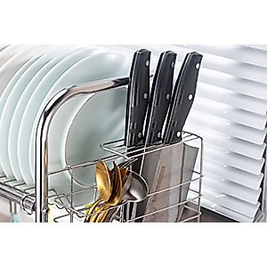 Premium Racks Professional Over The Sink Dish Rack - Fully Customizable - Multipurpose - Large Capacity (Stainless Steel)