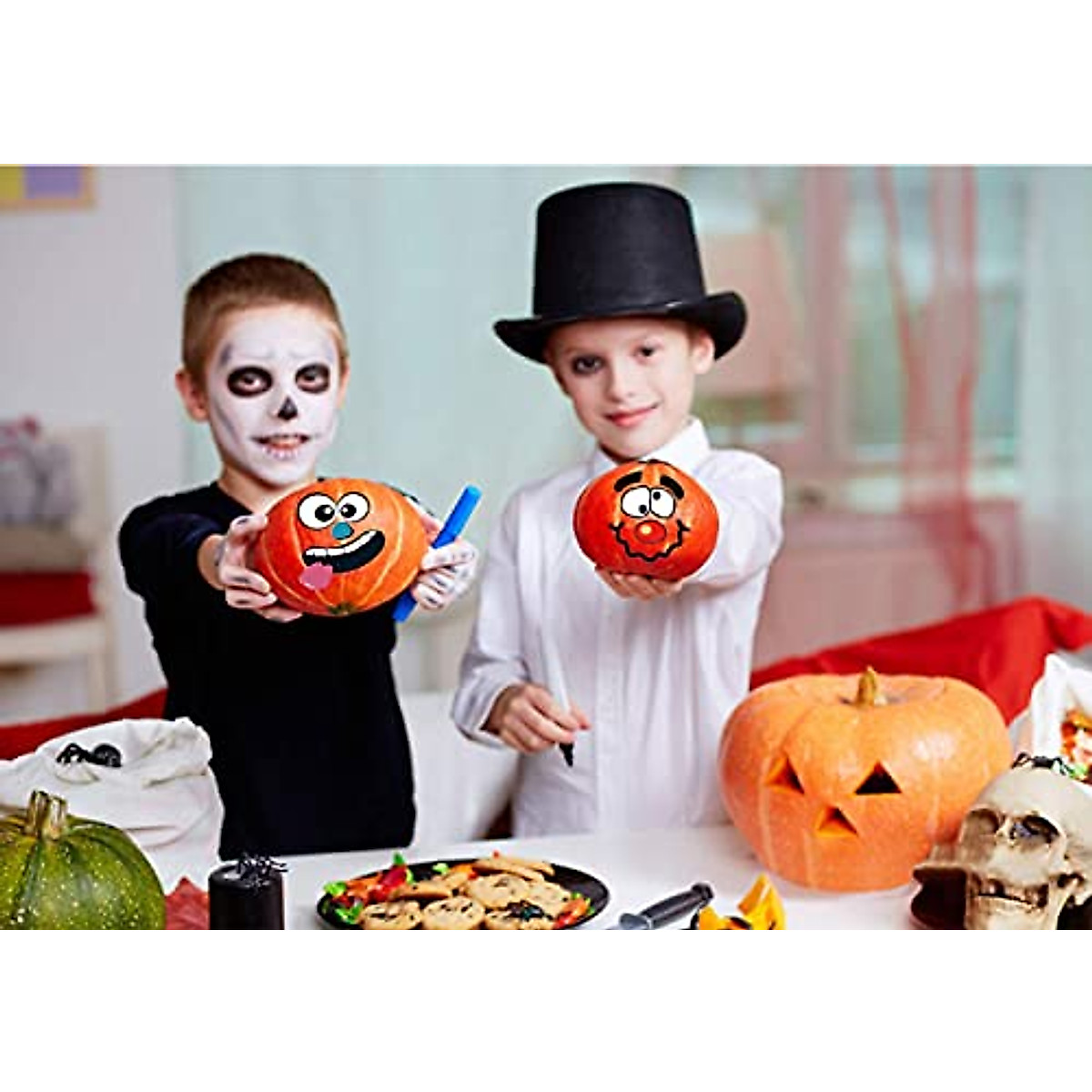 36 Pack Halloween Pumpkin Decorating Stickers Mini Make 36 Small Pumpkin Face Stickers for Halloween Kids Toddlers Party Favors Halloween Treats Stickers Gifts 18 Sheets