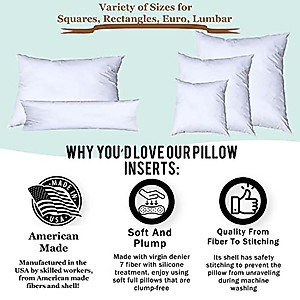 Pillowflex Bolster Pillow - 8" x 24" - Plush Polyester-Filled Insert for Decorative Shams - Comes in a Poly-Cotton Shell - Odorless, Lint, and Dust-Free, No Lumps Stuffing for Pillows (White, Round)