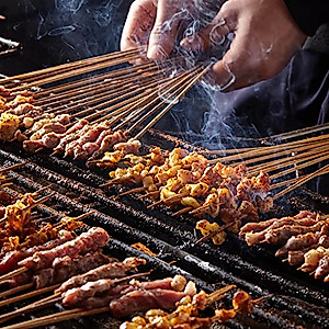 DESIOLE Natural Bamboo Skewers, 100Pcs 8Inch BBQ Sticks for Appetiser, Fruit, Cocktail, Kabob, Chocolate Fountain, Grilling, Barbecue, Kitchen, Crafting, Gardening and Party