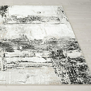 LUXE WEAVERS Distressed Abstract Gray 8x10 Area Rug, Non-Shedding Carpet