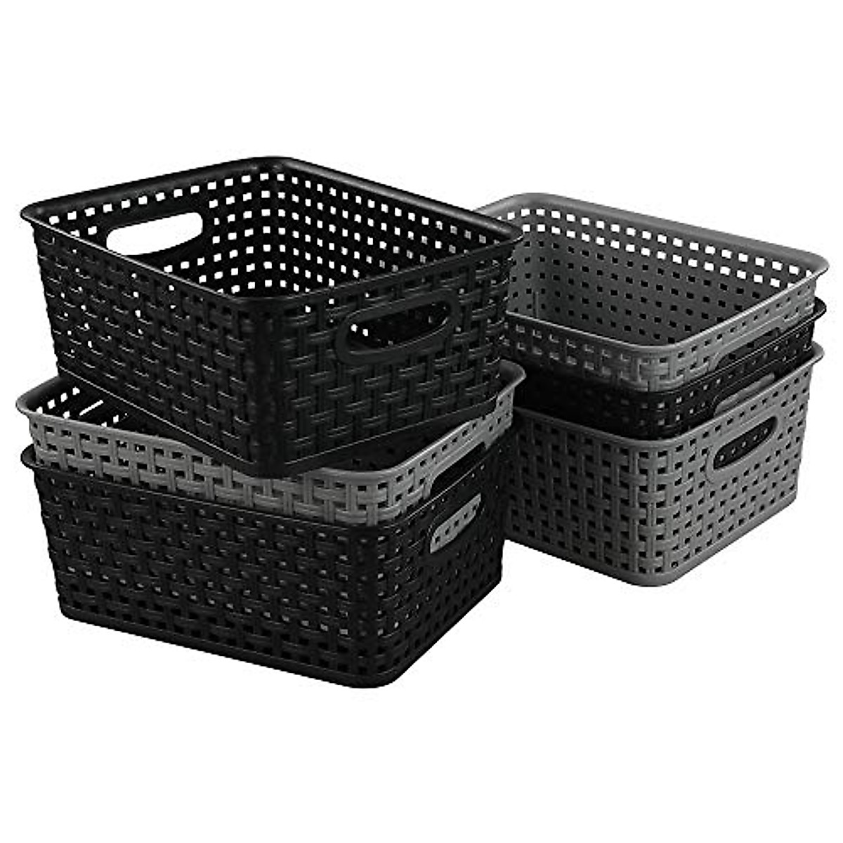 Begale Plastic Storage Basket for Household Organization, Set of 6