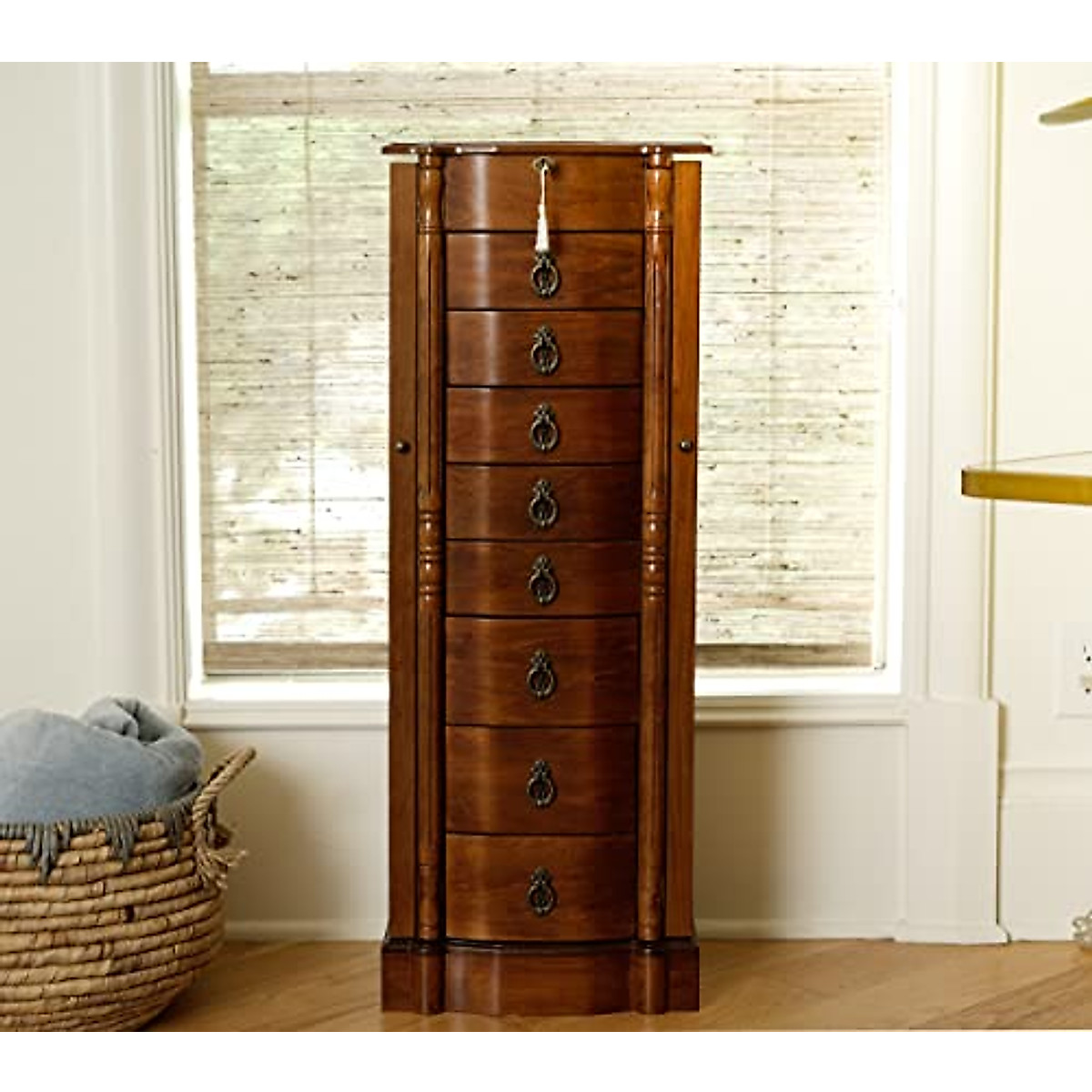 Hives and Honey Sheffield Standing Armoire Jewelry Cabinet, Walnut