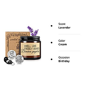 Coume 3 Pcs Divorce Lavender Scented Candle Gifts for Women Funny Candles Pocket Hug Token and PU Leather Keychain Breaking up Friends Sister Coworker Men Female