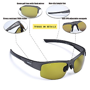 maivnz High Definition Golf Ball Finder Sport Glasses for Men Women Golf Sunglasses Golf Sport Glasses (Gun color/Green)