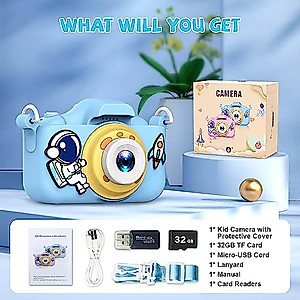 JCC Children Camera for Girls/Boys, Portable Selfie Toy Camera for Toddlers Age 3-12 Year Old,20MP 1080P HD Digital Video Camera with 32GB SD Card for Kids Birthday Christmas Festival Gifts (Blue)