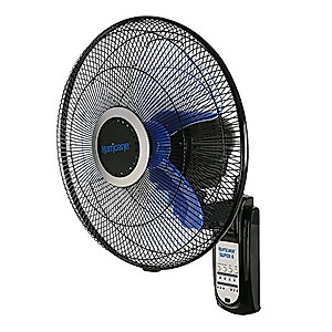 SD Life Wall Mounted Fan Oscillating 16 Inch 3 Speed Remote Control Indoor Outdoor Black