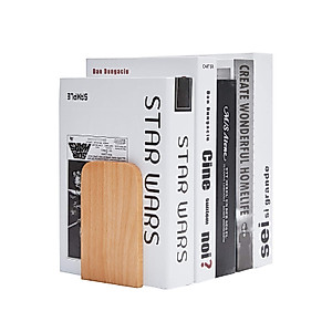 Pandapark Wood Bookends,Non-Skid Bookend for Shelves,Heavy Duty Bookends,Book Stand for Books/CDs,1 Pair