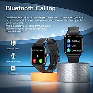 Smart Watch, Newest 1.85 "TFT HD Display Smart Watch with Receive & Dial, Smart Watch for Android iPhone with Pedometer, Fitness Tracker, Heart Rate, SMS Reminder, Android Smart Watch for Women Men