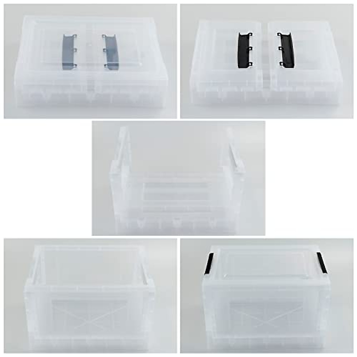 AnnkkyUS 2-pack 16 L Collapsible Storage Box Crates with Lids, Plastic Folding Storage Box