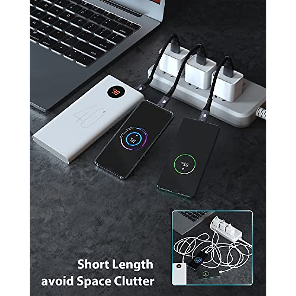 CONMDEX Type C Charger 10Gbps, (2-Pack, 1ft) USB 3.1 Gen 2 Android Auto USB C Cable, 3A Fast Charging Short Cord for Samsung Galaxy S10 S9 Plus Note 10 9, LG V30 V20 G6 G5, Google Pixel, Moto G Z2