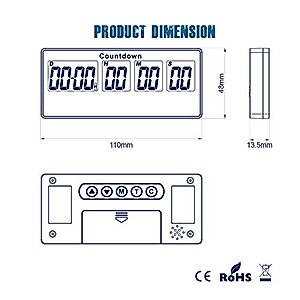 Runleader Digital 9999 Days Events Timer, Count-Down&Count-up Tracking,Backlight Display,Alarm Reminder,Battery Replacement,User Shutdown for Wedding Retirement Christmas